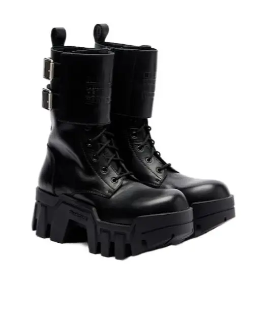 Balenciaga Platform Height-increasing Combat Boots - Black