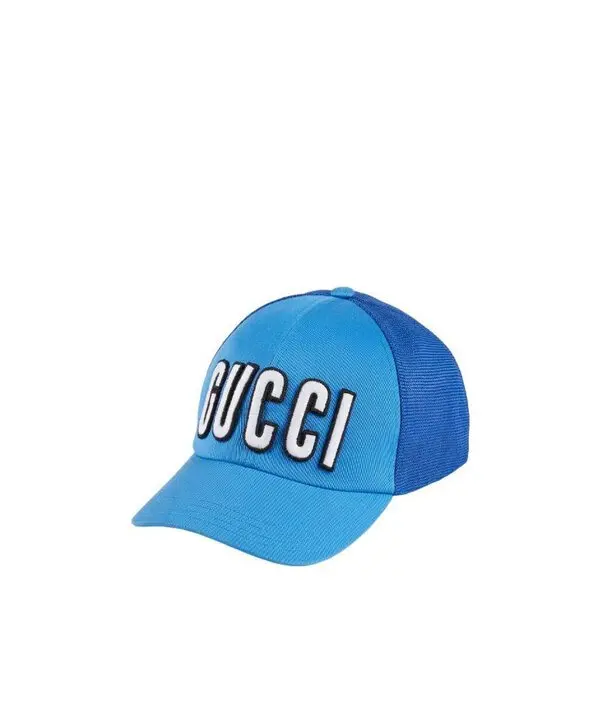 Gucci Logo-embroidered Mesh Cap - Blue
