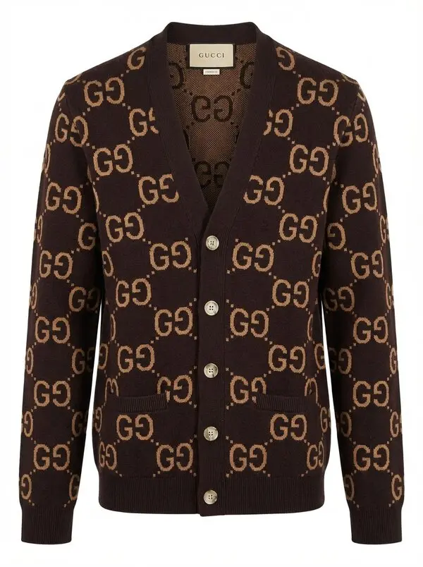 Gucci Gg Jacquard Button-up Cardigan - Black