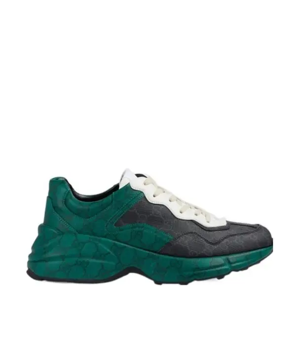Gucci Gg Rhyton Supreme-canvas Sneakers - Green