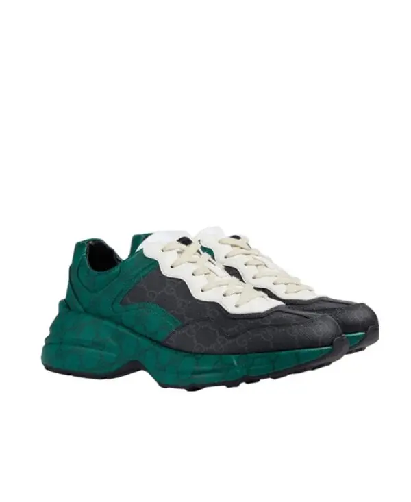 Gucci Gg Rhyton Supreme-canvas Sneakers - Green