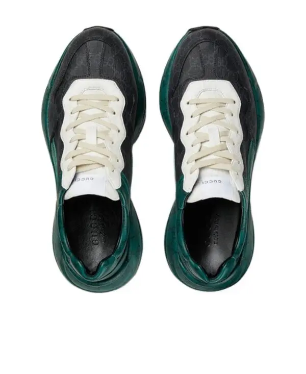 Gucci Gg Rhyton Supreme-canvas Sneakers - Green