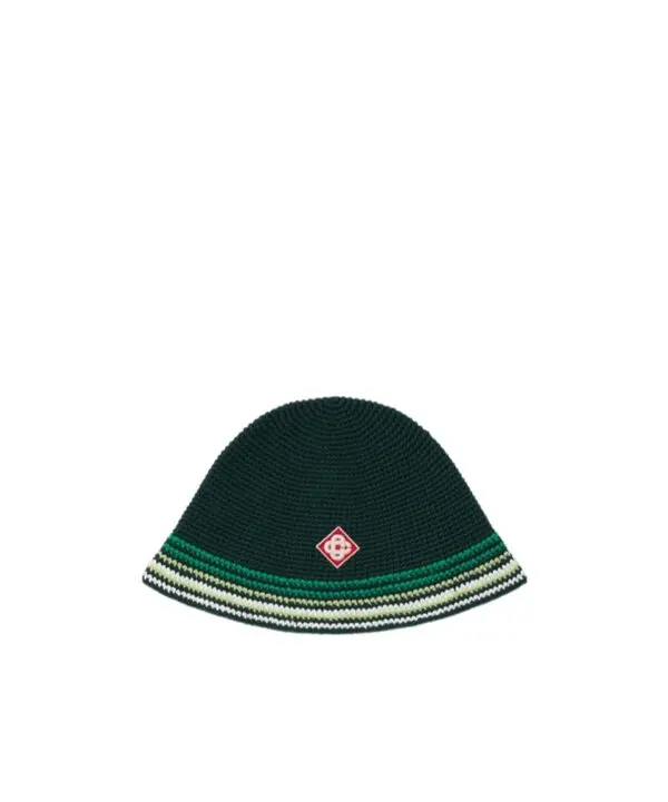 Casablanca Crochet-knit Striped Bucket Hat - Green