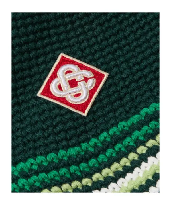 Casablanca Crochet-knit Striped Bucket Hat
