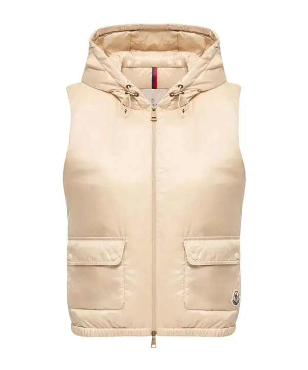 Moncler Lansette Short Longue Saison Down Gilet - Light Beige