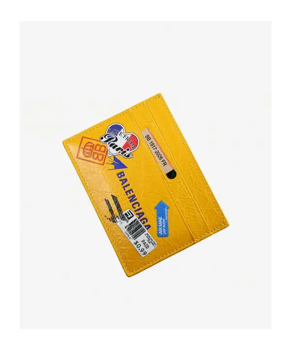 Balenciaga Stamp-print Crinkled-leather Card Holder