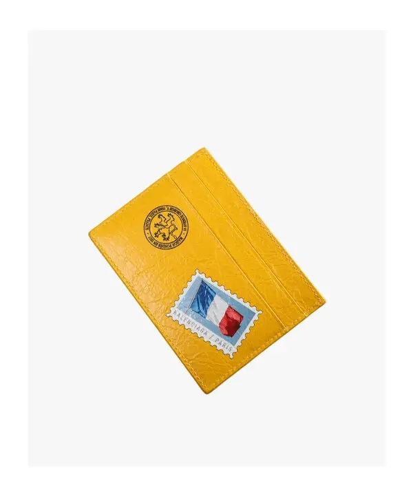 Balenciaga Stamp-print Crinkled-leather Card Holder
