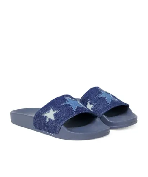 Stella McCartney Embroidered Denim Slides