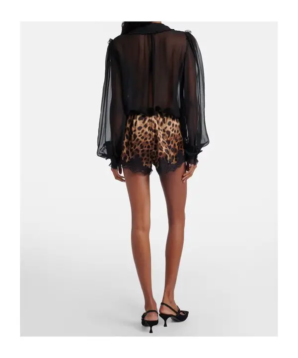Dolce & Gabbana Leopard-print Silk-blend Shorts