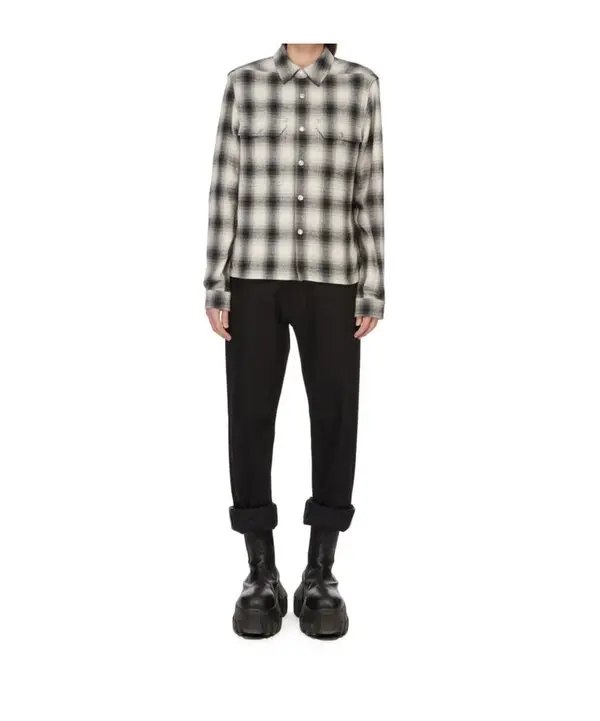 Rick Owens Cropped Plaid Buttoned Overshirt