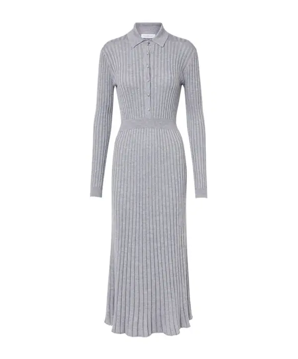 Gabriela Hearst Ardor Ribbed-knit Cashmere And Silk Polo Dress - Grey