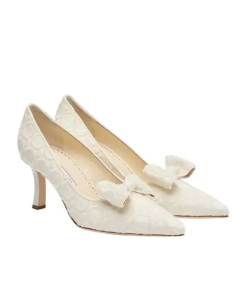 Manolo Blahnik Embroidered Satin Pumps