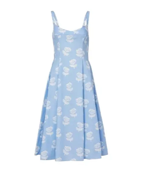 Marni Floral Cotton Midi Dress - Blue