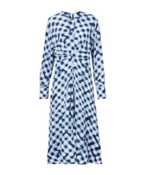 Proenza Schouler Checked Gathered Midi Dress - Blue