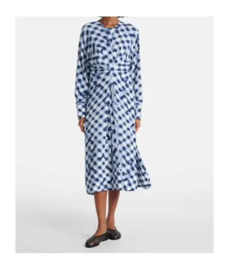 Proenza Schouler Checked Gathered Midi Dress