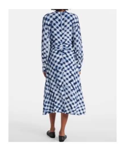 Proenza Schouler Checked Gathered Midi Dress