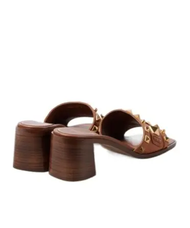 Valentino Garavani Leather Studded Block Heel Single-strap Sandals