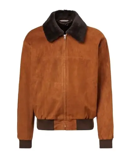 Auralee Shearling-trimmed Suede Aviator Jacket