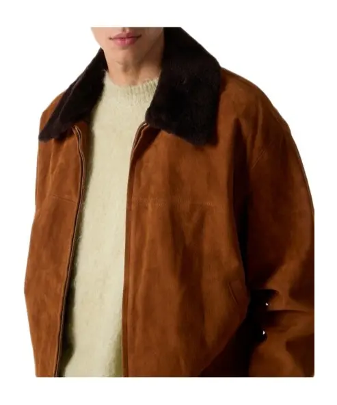 Auralee Shearling-trimmed Suede Aviator Jacket