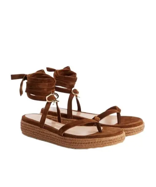 GIANVITO ROSSI Suede Espadrille Sandals - Brown
