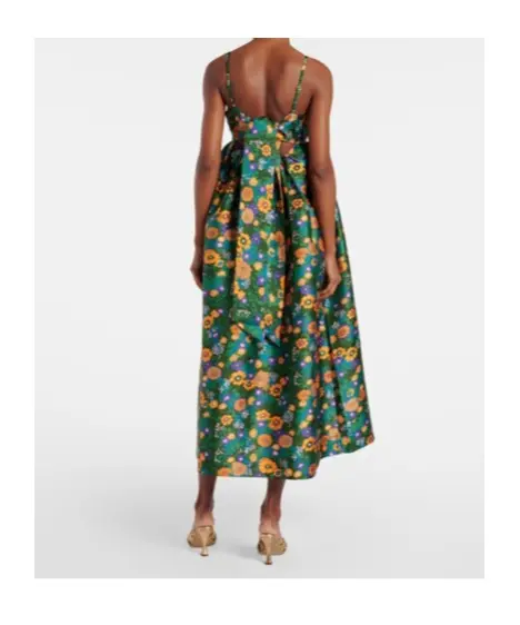 ALEMAIS Printed Open-back Midi Dress