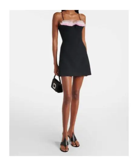 David Koma Feather-trimmed Cady Minidress