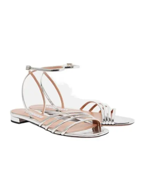 AQUAZZURA Latour Faux Leather Sandals - Nude
