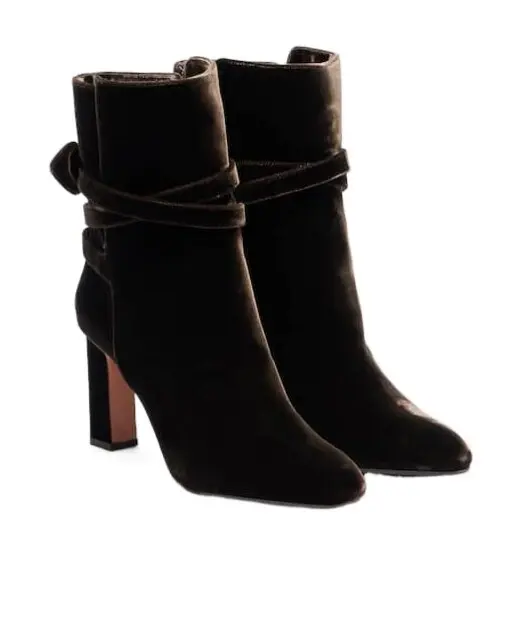 AQUAZZURA Solid-color Velvet Ankle Boots - Black