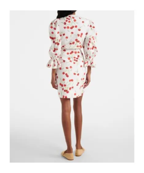 ADRIANA DEGREAS Puff-sleeve Cotton-blend Minidress