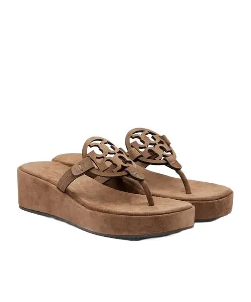 Tory Burch Miller 25 Suede Thong Sandals - Brown