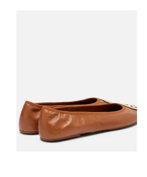 Tory Burch Leather Logo Ballet Flats