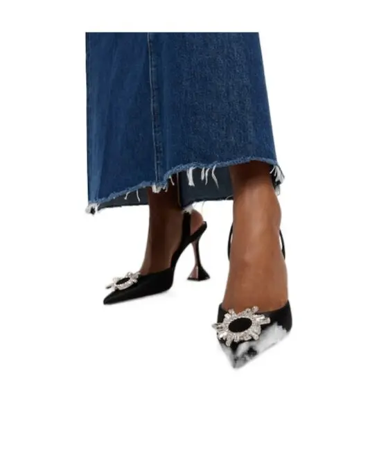 Amina Muaddi Satin Slingback Pumps