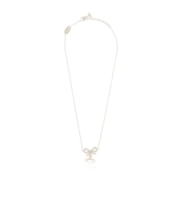 VIVIENNE WESTWOOD Logo-engraved Bow Necklace - Silver