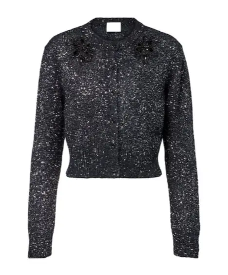 Erdem Embellished Cropped Alpaca-blend Cardigan - Black