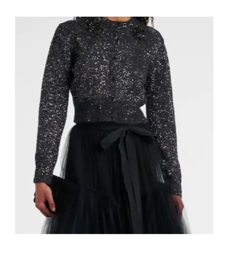 Erdem Embellished Cropped Alpaca-blend Cardigan