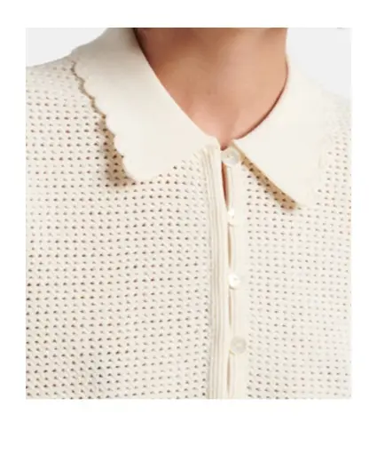 FRAME Daybreak Crochet Scalloped Polo Shirt