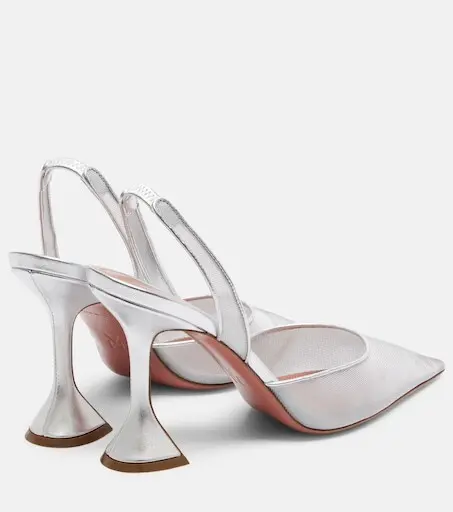 Amina Muaddi Mesh Slingback Pumps