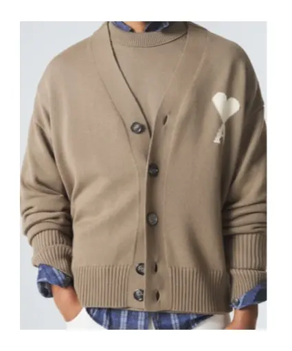 AMI Paris De Cœur Wool And Cotton Cardigan