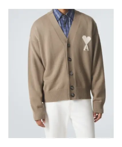 AMI Paris De Cœur Wool And Cotton Cardigan