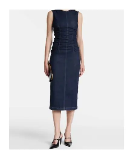 Sportmax Voto Ruched Denim Midi Dress