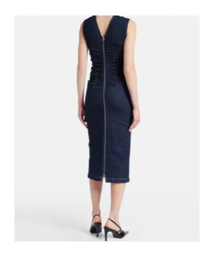 Sportmax Voto Ruched Denim Midi Dress