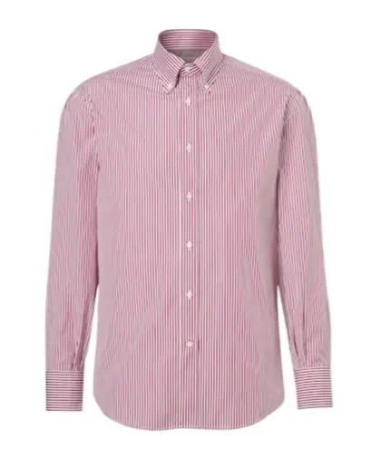 Brunello Cucinelli Striped Cotton Poplin Shirt - Pink