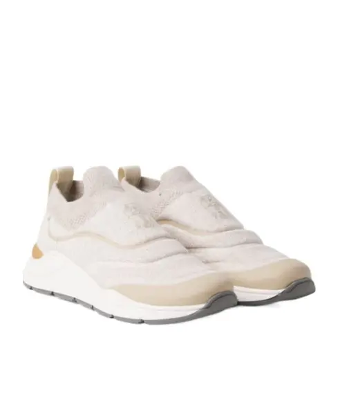 Brunello Cucinelli Logo Knitted Slip-on Sneakers