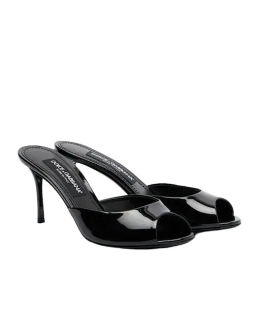 Dolce & Gabbana Patent Leather Mules - Black