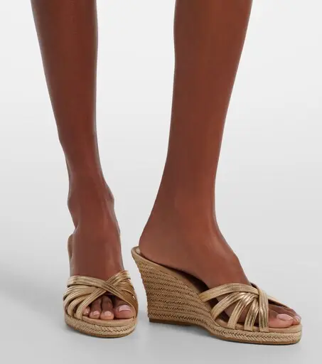 Veronica Beard Metallic Leather Espadrille Wedges