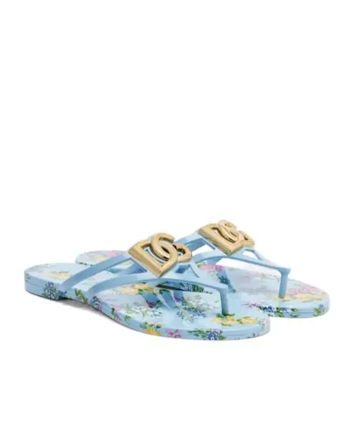 Dolce & Gabbana Floral Thong Sandals - Blue