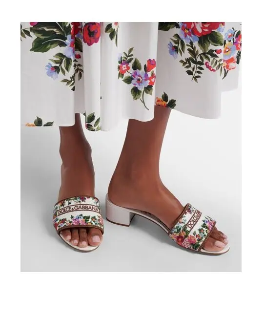 Dolce & Gabbana Leather-trimmed Mules