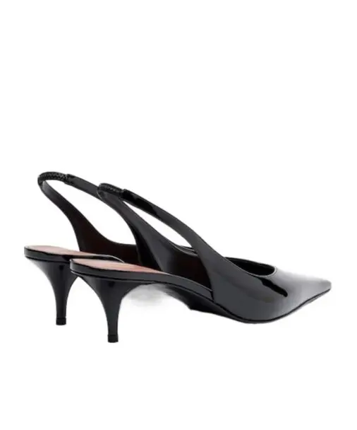 Amina Muaddi Patent Leather Slingback Pumps