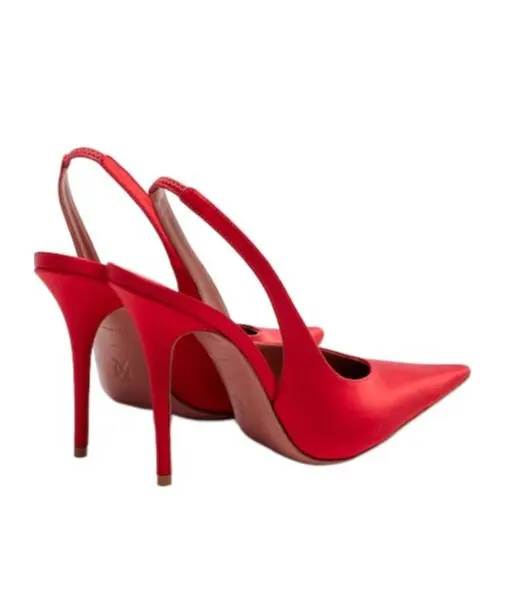 Amina Muaddi Satin Slingback Pumps