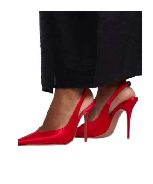 Amina Muaddi Satin Slingback Pumps